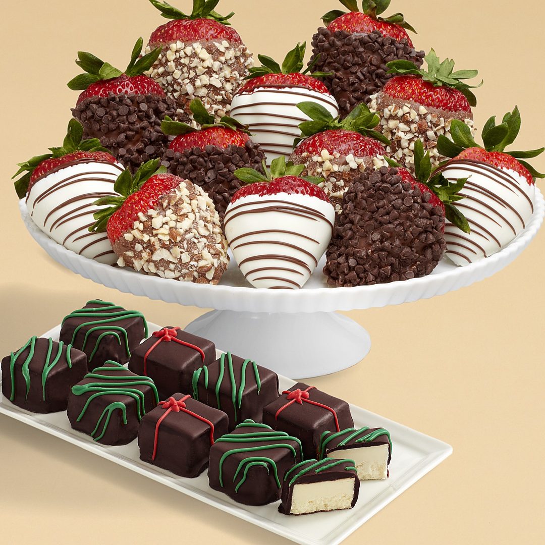 9 Christmas Cheesecake Bites & Full Dozen Fancy Strawberries - ChocolateFly